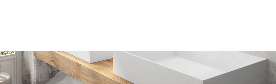 Lavabo Solid Surface Rectangular Rock 50x40x40 Cm Blanco