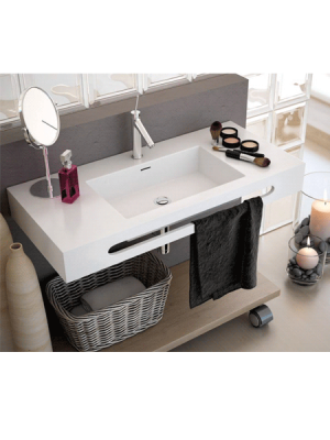 Lavabo Solid Surface rectangular Rock 50x40x40 cm blanco